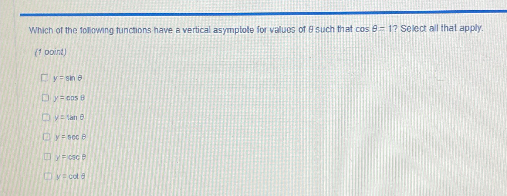 Solved Which of the following functions have a vertical | Chegg.com
