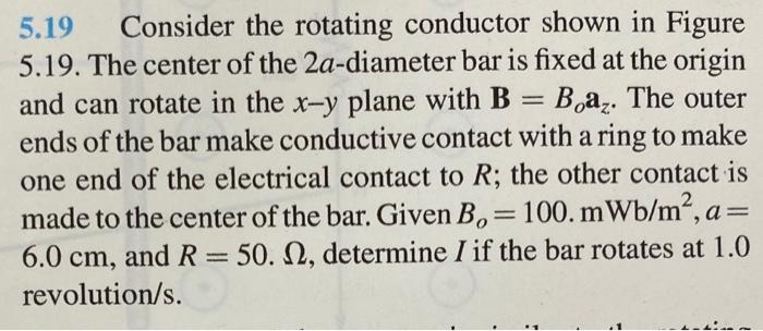 Solved P5.19: I=22.6μA5.19 Consider the rotating conductor | Chegg.com