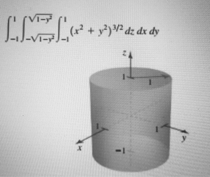 Solved evaluate the following integral in cylindrical | Chegg.com