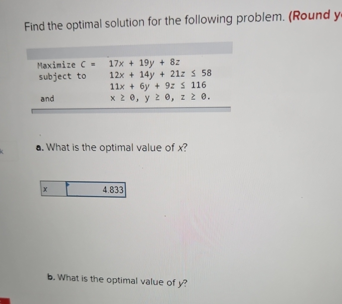 Solved Find the optimal solution for the following problem. | Chegg.com