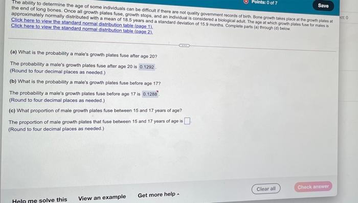 Solved Points: 0 of 7 Save The ability to determine the age | Chegg.com