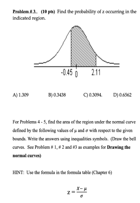 Solved Problem#3. (10 ﻿pts) ﻿Find the probability of z | Chegg.com