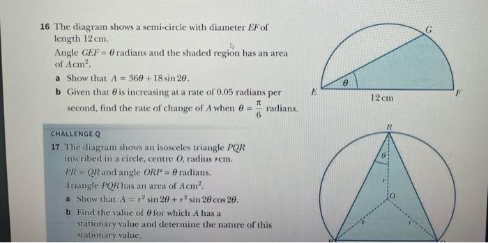 Solved 16 The diagram shows a semi-circle with diameter EF | Chegg.com