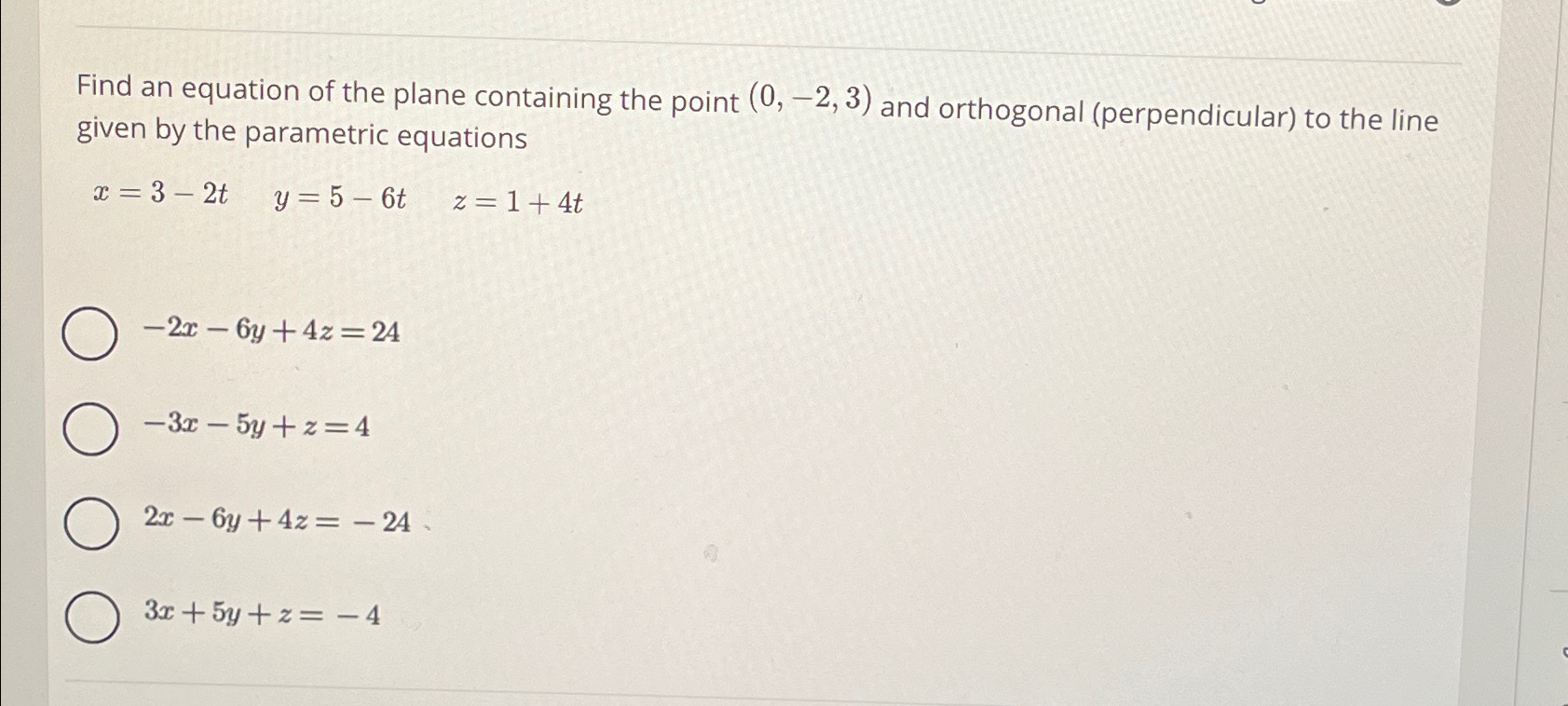 Solved Find an equation of the plane containing the point | Chegg.com