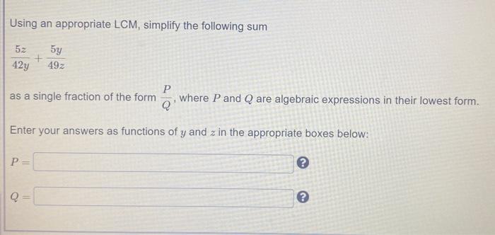 Solved Using an appropriate LCM, simplify the following sum | Chegg.com
