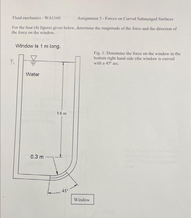 Solved Fluid mechanics - WA1160 Assignment 3 - Forces on | Chegg.com