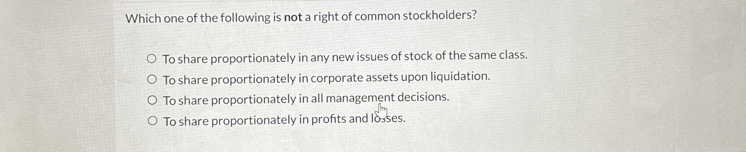 Solved Which one of the following is not a right of common | Chegg.com