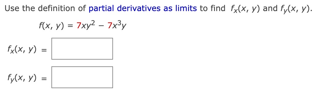 Solved Use the definition of partial derivatives as limits | Chegg.com