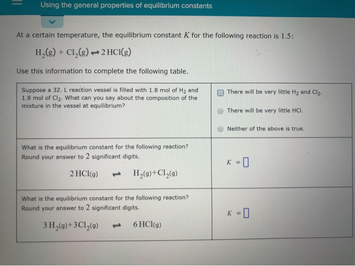 Solved Using the general properties of equilibrium constants | Chegg.com
