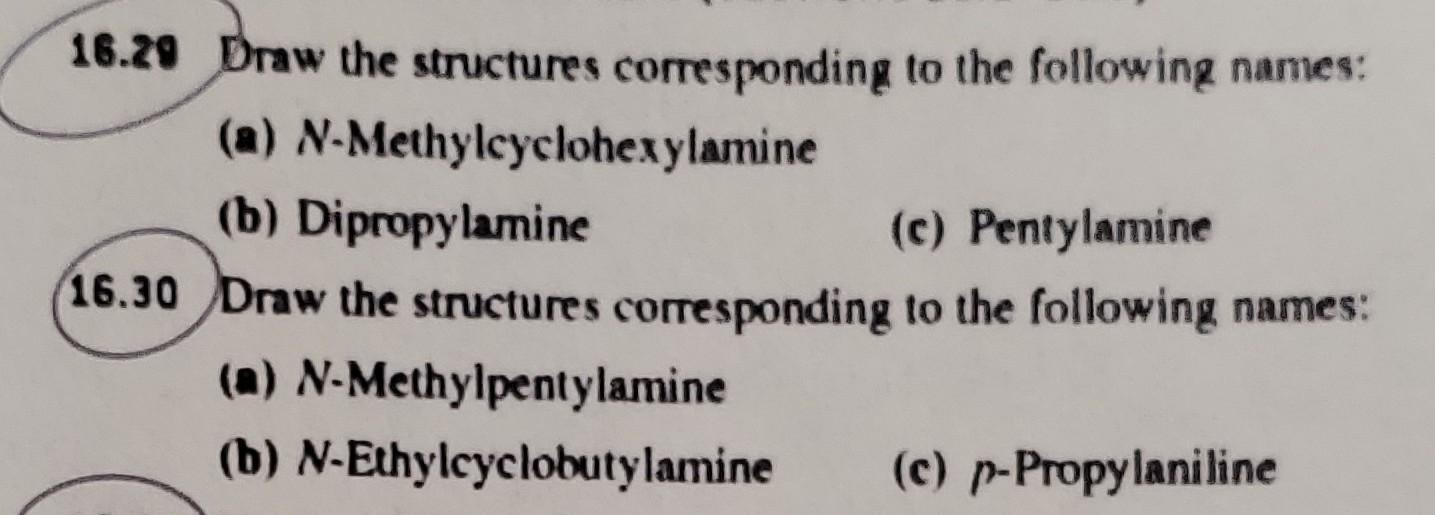 Solved 16.29 Draw the structures corresponding to the | Chegg.com