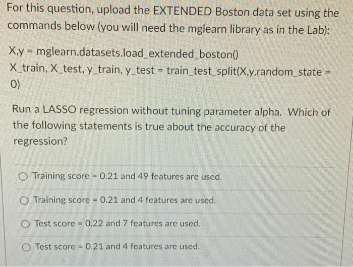 Solved commands below (you will need the mglearn library as | Chegg.com