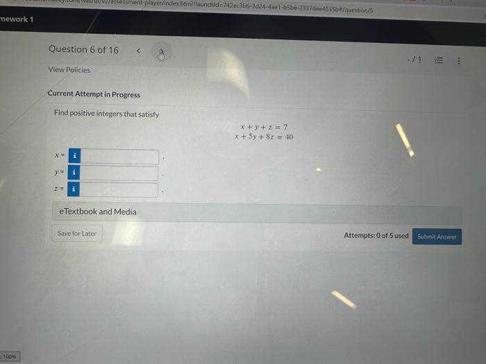Solved Current Attempt in Progress Find positive integers | Chegg.com