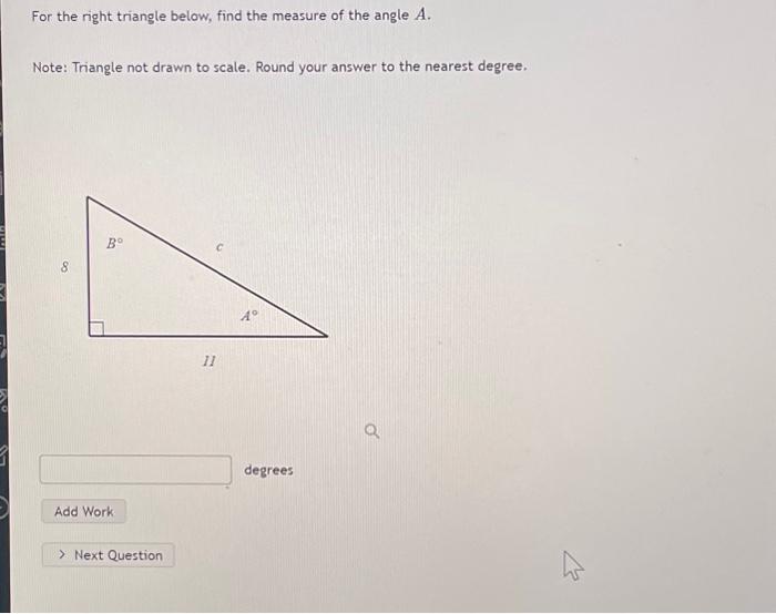 Solved For the right triangle below, find the measure of the | Chegg.com