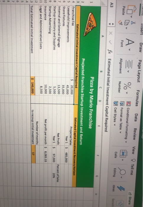 Solved Insert Draw Page Layout Formulas Data Review View 