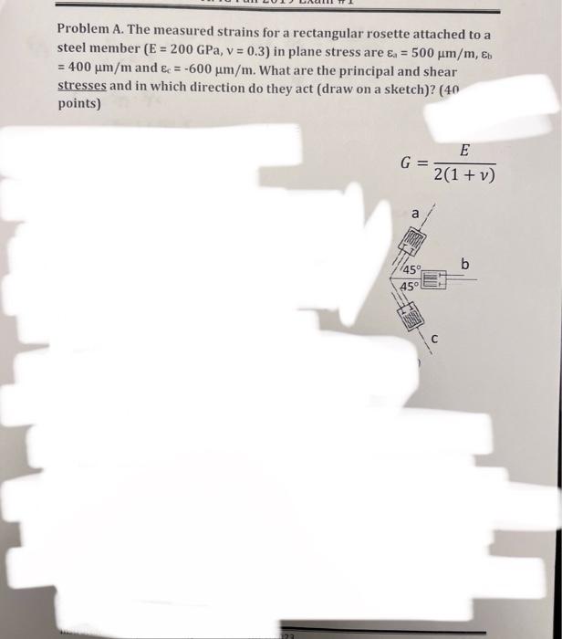 Solved Problem A. The measured strains for a rectangular | Chegg.com