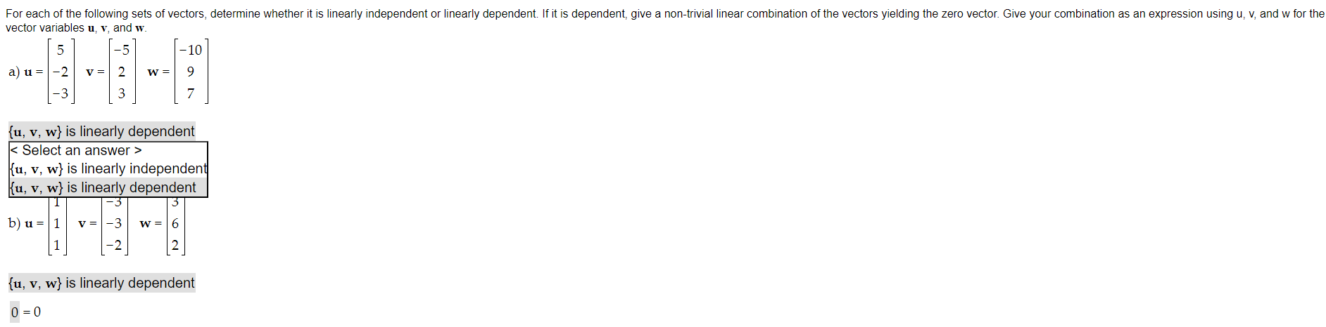 Solved vector variables u,v, ﻿and | Chegg.com