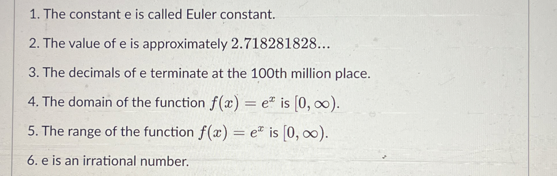 Solved The constant e is called Euler constant.The value of | Chegg.com