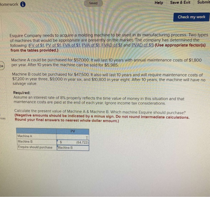 Solved Saved Homework Help Submit Save & Exit Check my work | Chegg.com