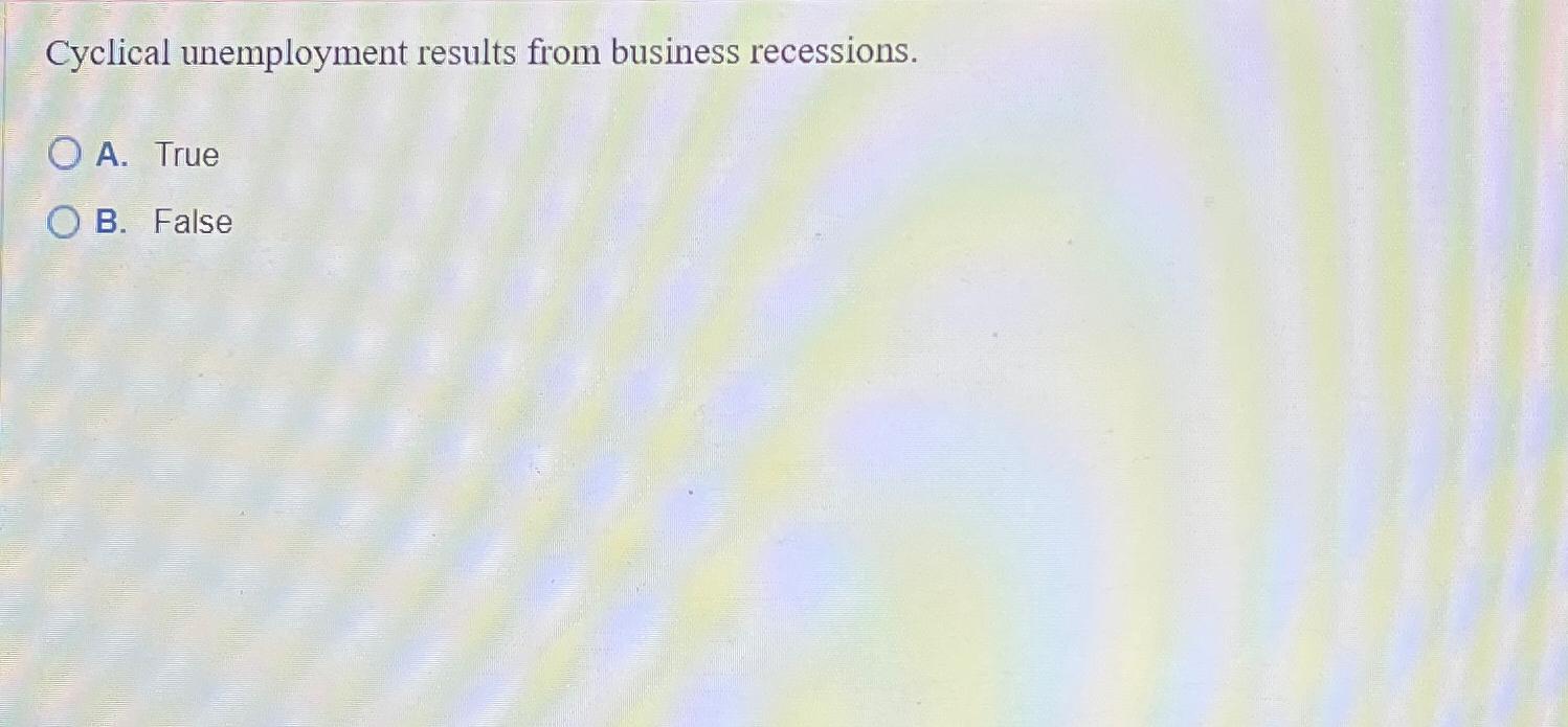 Solved Cyclical unemployment results from business | Chegg.com