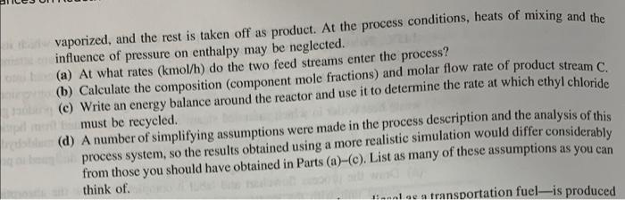 Solved 9.35. The synthesis of ethyl chloride is accomplished | Chegg.com