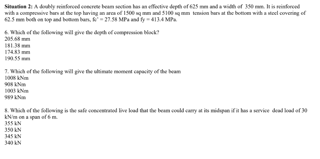 Solved Situation 2: A doubly reinforced concrete beam | Chegg.com