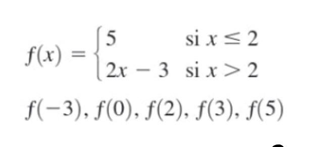Solved f(x)={52x−3 si x≤2 si x>2f(−3),f(0),f(2),f(3),f(5 | Chegg.com