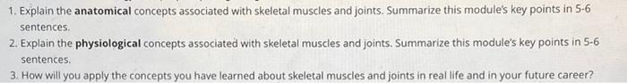 Solved 1. Explain the anatomical concepts associated with | Chegg.com