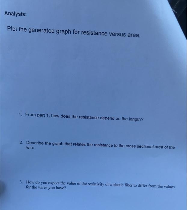 Solved Analysis: Plot the generated graph for resistance | Chegg.com
