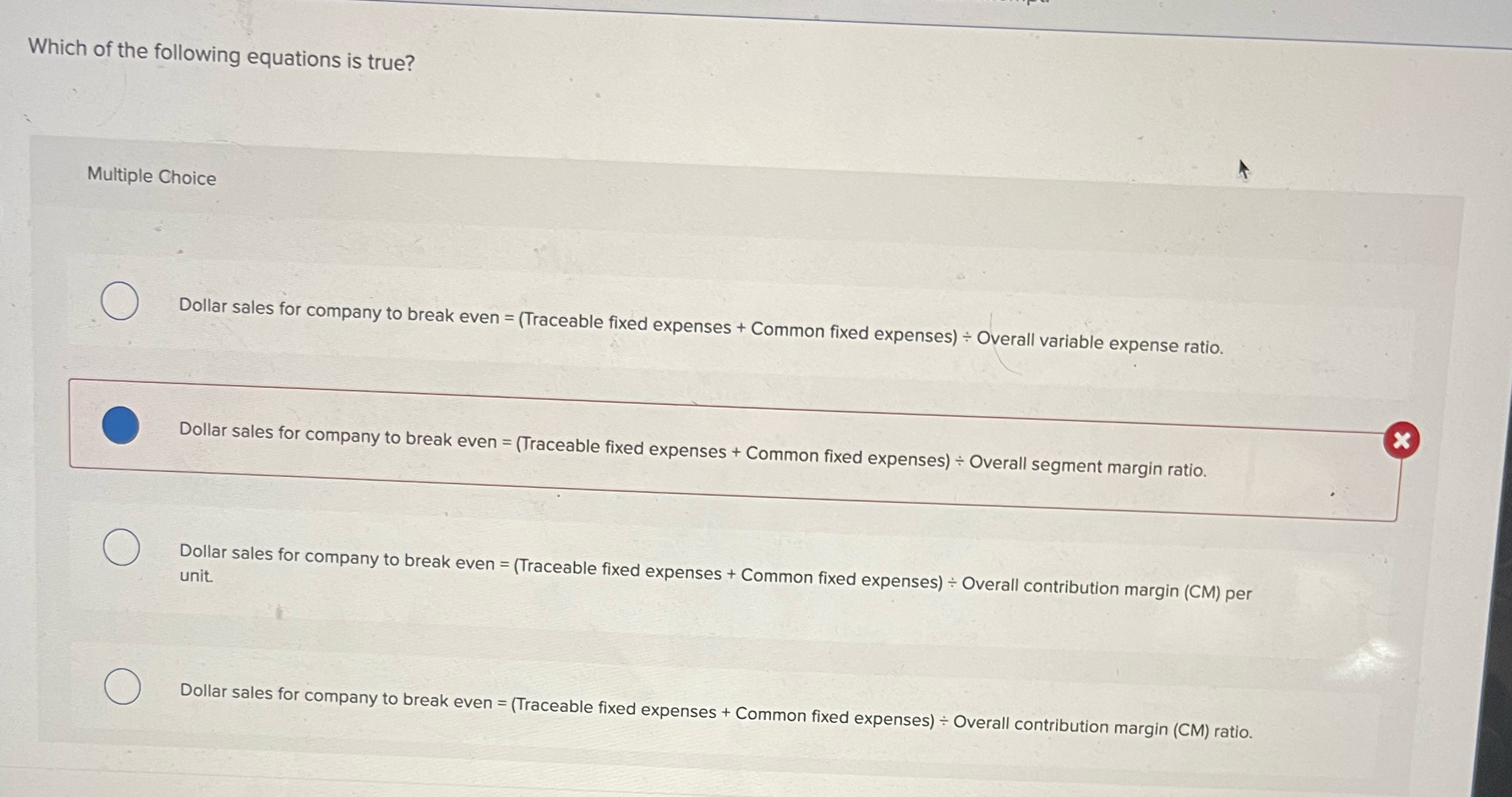 Solved Which of the following equations is true?Multiple | Chegg.com