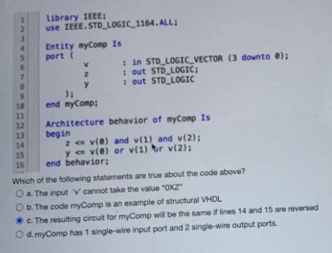 Solved ): 1 Library IEEE: 2 use IEEE. STD_LOGIC_1164. ALL; 3 | Chegg.com