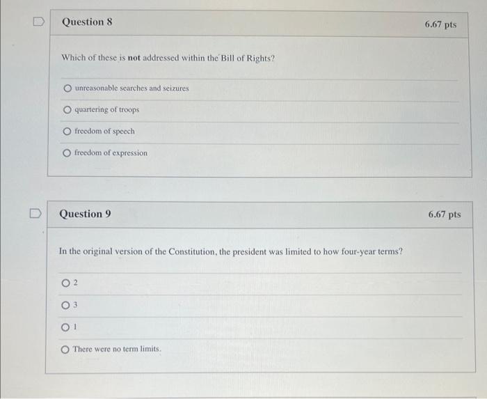 Which of these is not addressed within the Bill of | Chegg.com