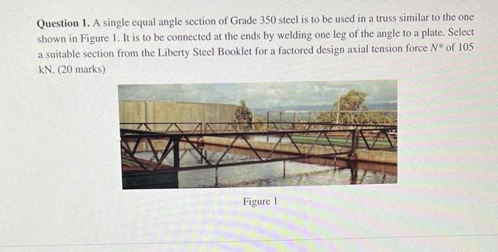 Solved Question 1. A single equal angle section of Grade 350 | Chegg.com