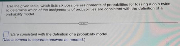 Solved Use the given table, which lists six possible | Chegg.com
