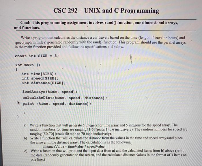 Solved Csc 292 Unix And C Programming Goal This 