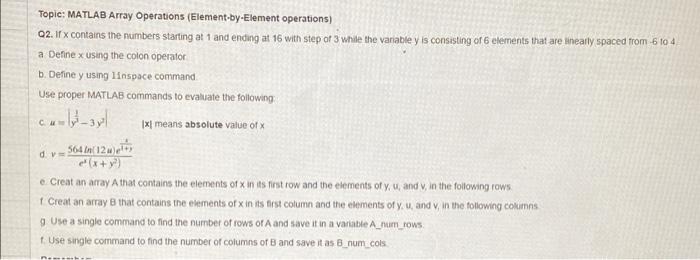 Solved Topic Matlab Array Operations Element By Element 3147