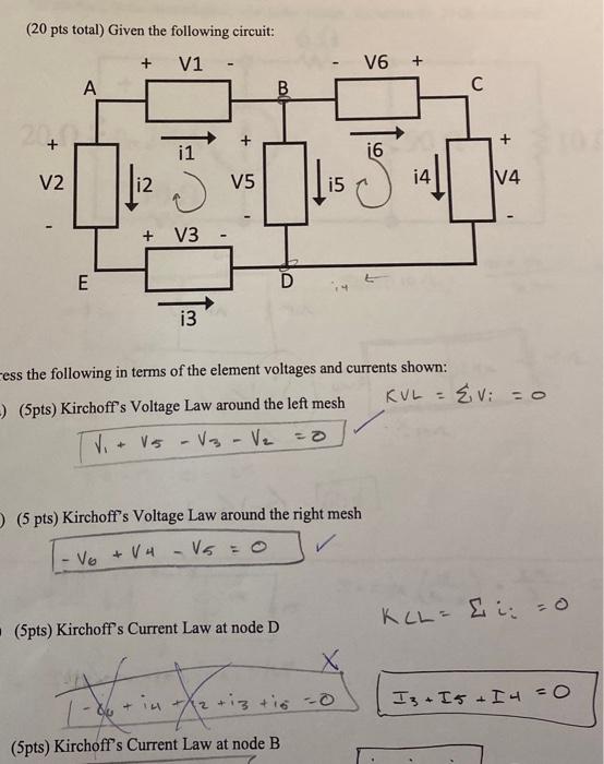 Solved (20 pts total) Given the following circuit: ess the | Chegg.com