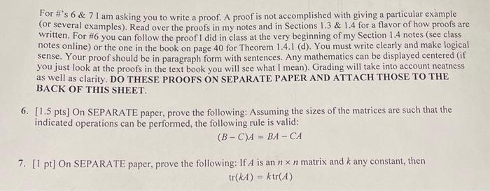 Solved For \#'s 6& \& 7 I am asking you to write a proof. A | Chegg.com