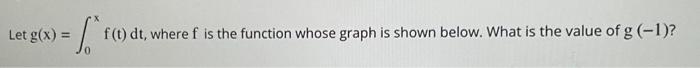 Solved Let g(x)=∫0xf(t)dt, where f is the function whose | Chegg.com