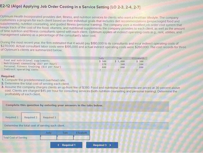 Solved Optimum Health Incorporated provides diet, fitness, | Chegg.com