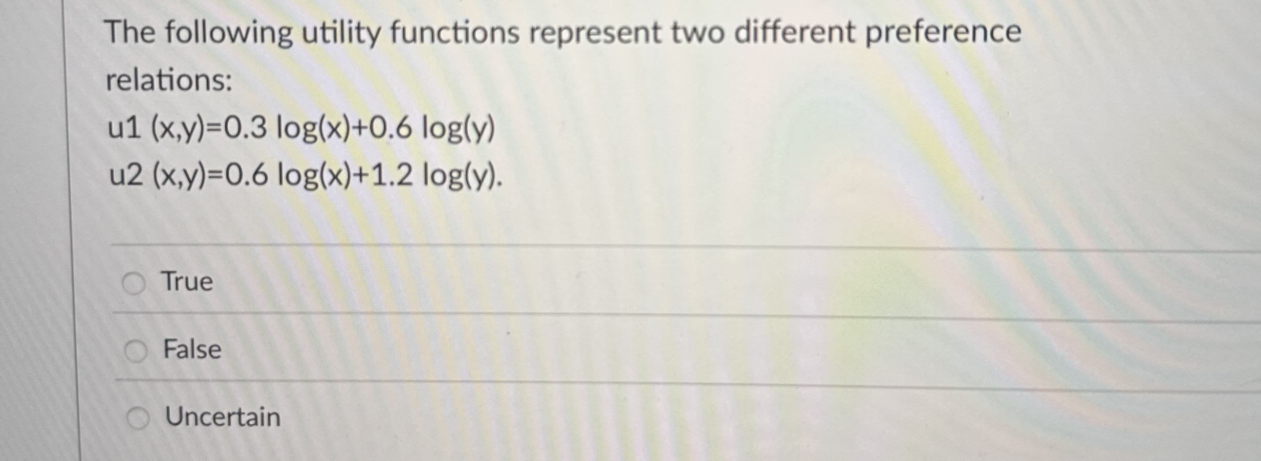 Solved The following utility functions represent two | Chegg.com