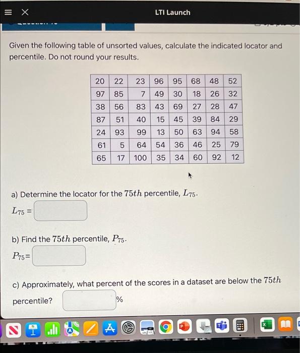 Solved = X LTI Launch Given the following table of unsorted | Chegg.com