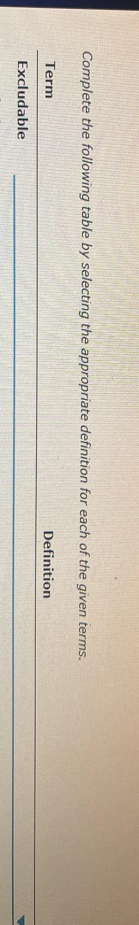 Solved Complete the following table by selecting the | Chegg.com