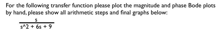 Solved For the following transfer function please plot the | Chegg.com