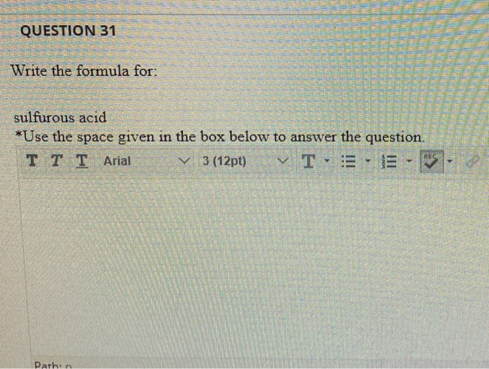 Solved ESS QUESTION 31 ER EL Write the formula for: RE SRL | Chegg.com
