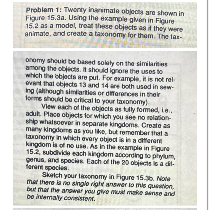 Problem 1: Twenty inanimate objects are shown in | Chegg.com