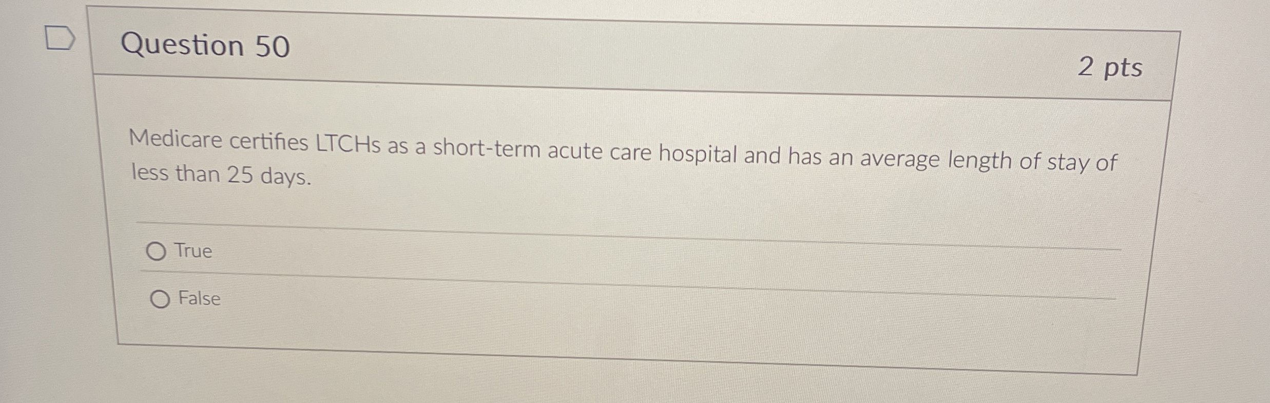 Solved Question 502 ﻿ptsMedicare certifies LTCHs as a | Chegg.com
