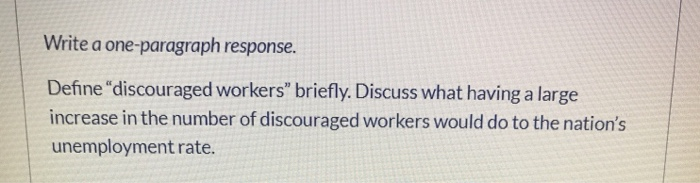 Solved Write a one-paragraph response. Define "discouraged | Chegg.com