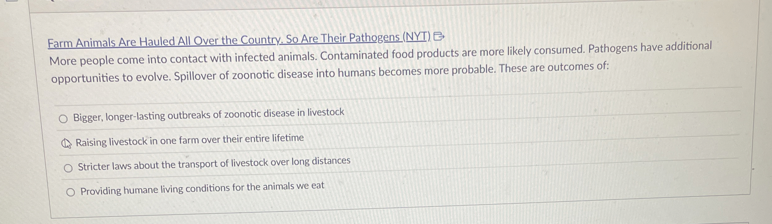 Solved Farm Animals Are Hauled All Over the Country. So Are | Chegg.com