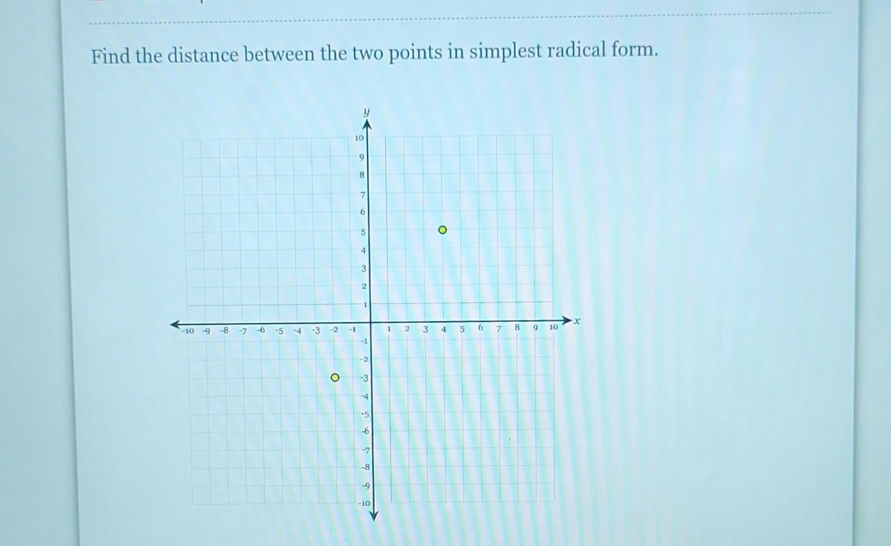 Solved Find the distance between the two points in simplest | Chegg.com