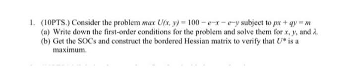 Solved 1. (10PTS.) Consider the problem | Chegg.com